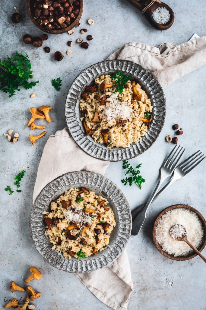 Risotto mit Pfifferlingen und gerösteten Haselnüssen – SavoryLens